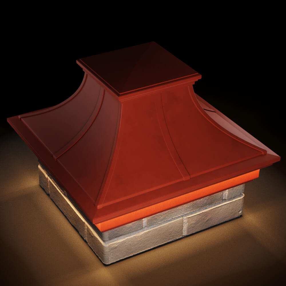 Колпак Zking Монблан Премиум Красный на столб 1.5х1.5 кирпича (385х385мм) с подсветкой в Перми